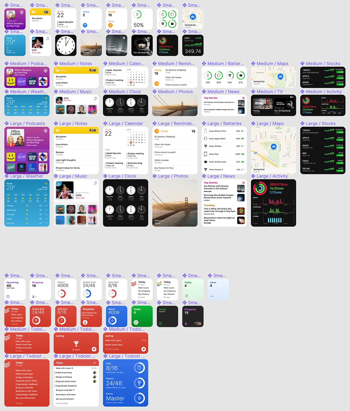 iOS 14 Widgets UI for Figma - Freebiesbug