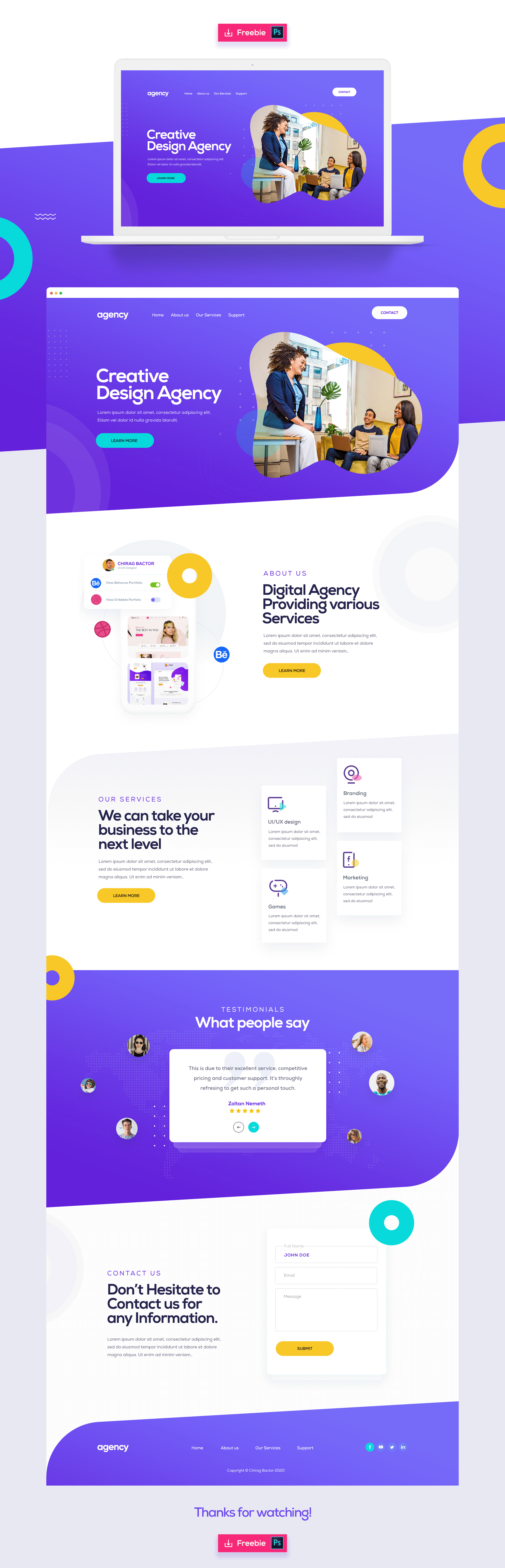 Creative Design Agency template - Freebiesbug