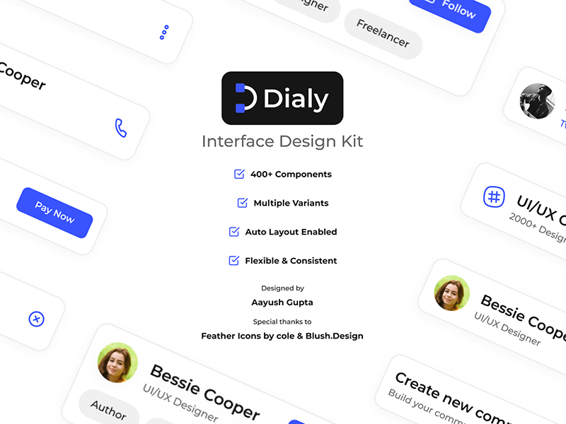 Dialy: Open source UI Kit for Figma - Freebiesbug