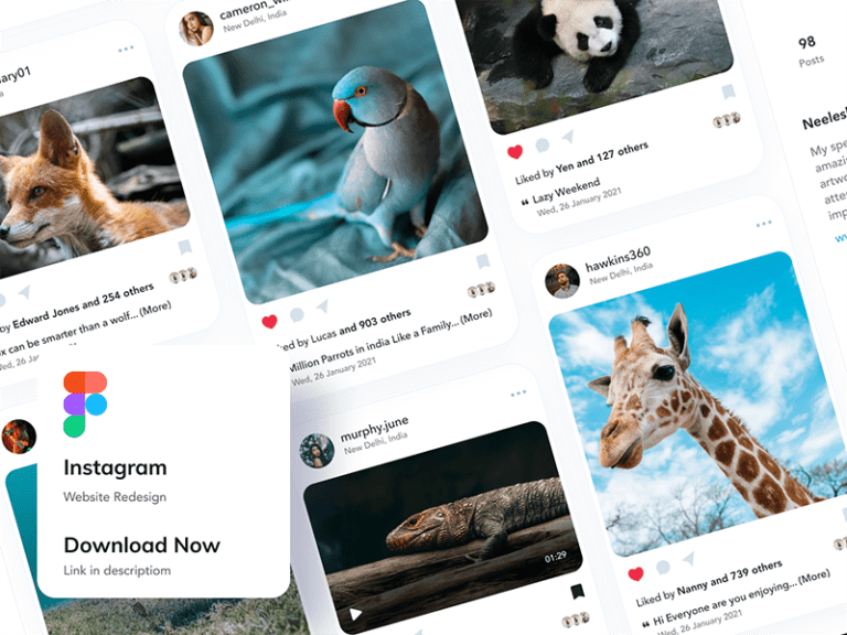 Instagram website redesign - Figma template - Freebiesbug