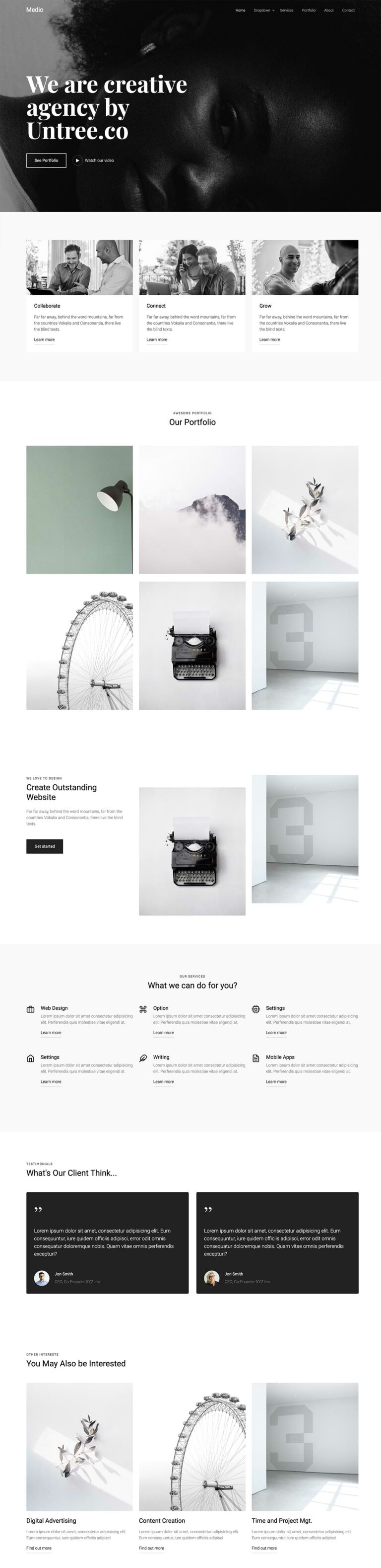 Medio: A Free HTML Portfolio Template - Freebiesbug