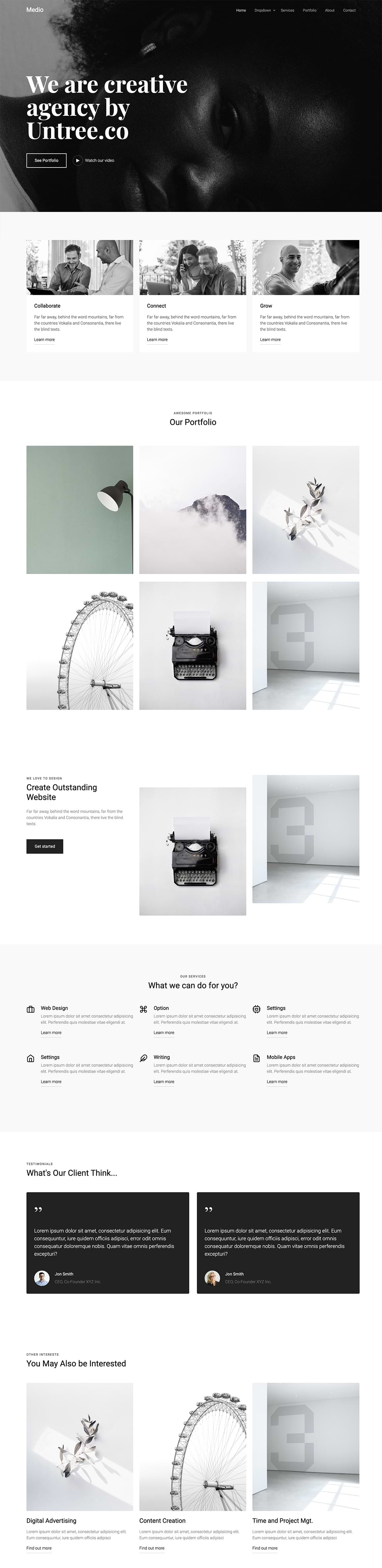 Medio: A Free HTML Portfolio Template - Freebiesbug
