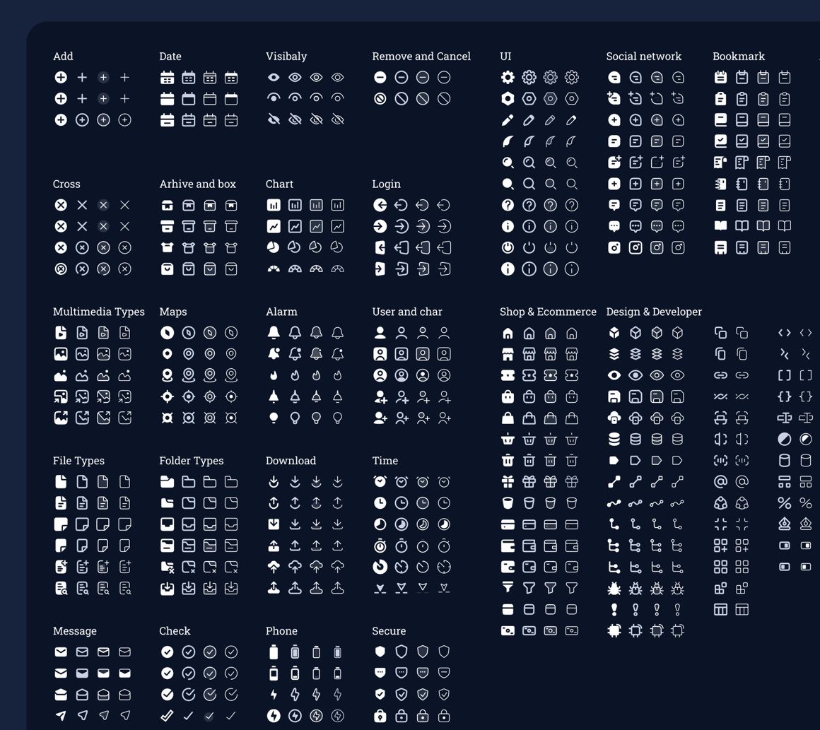 Free icon pack for Figma - 1000+ icons - Freebiesbug