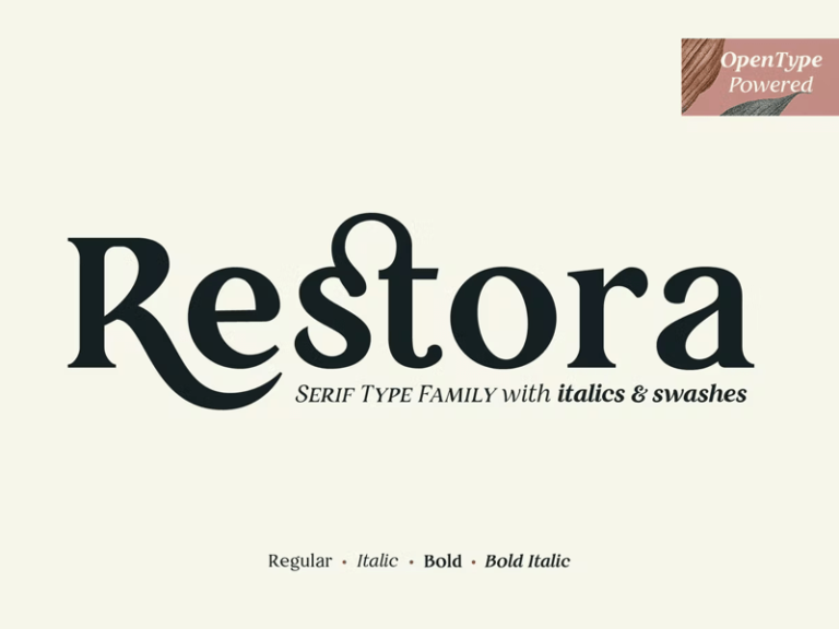 Restora: Free Serif Type Family with Swashes - Freebiesbug