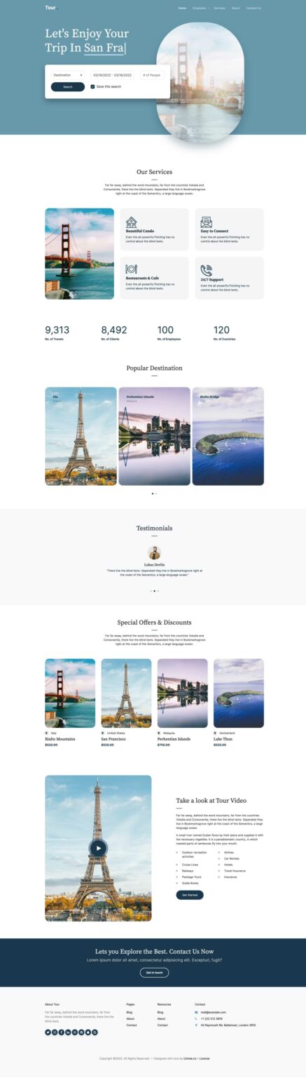 Tour: Free HTML Template for Travel Agencies - Freebiesbug