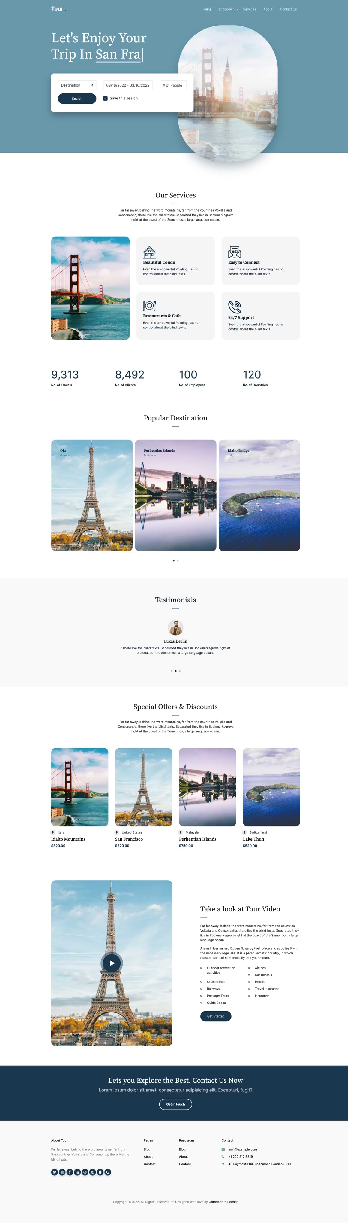 Tour: Free HTML Template for Travel Agencies - Freebiesbug