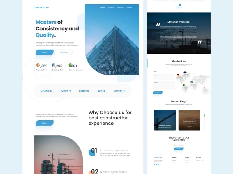 Construction Website Template Design For Figma Freebiesbug