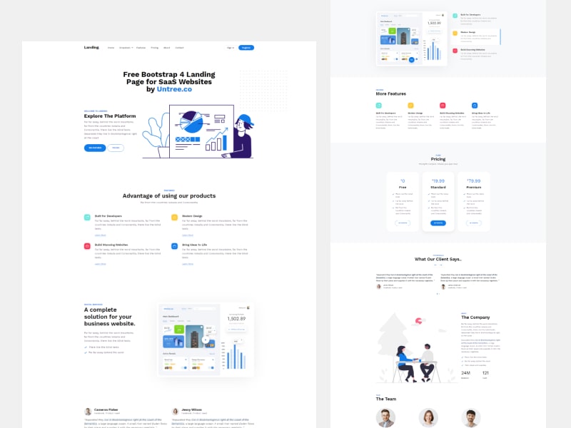 Landing: Free HTML Bootstrap Template - Freebiesbug