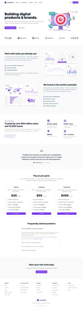 Landwind: Free Tailwind CSS Landing Page Template - Freebiesbug
