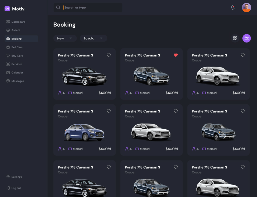 Motiv: Free Car Dashboard UI for Figma - Freebiesbug