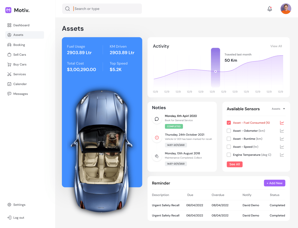 Motiv: Free Car Dashboard UI for Figma - Freebiesbug
