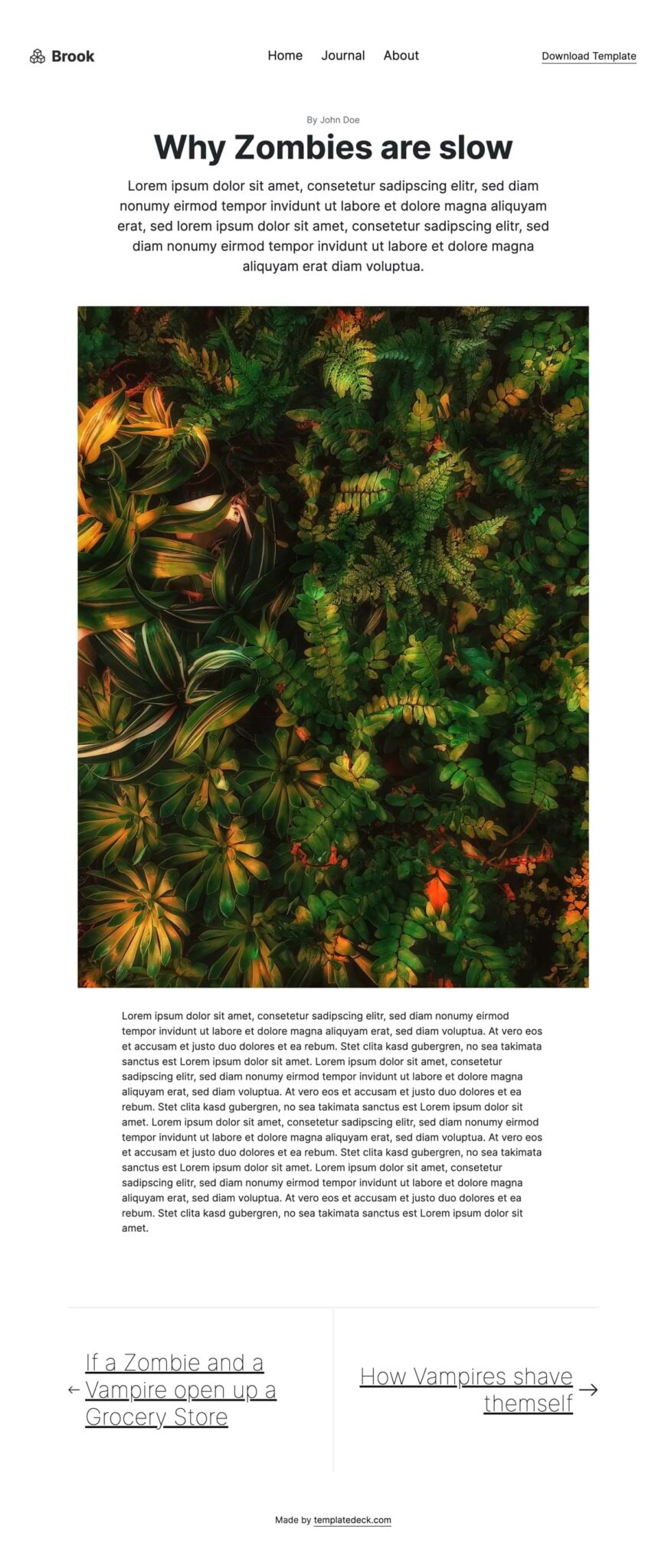 Brook: Free minimal HTML template for blogs - Freebiesbug