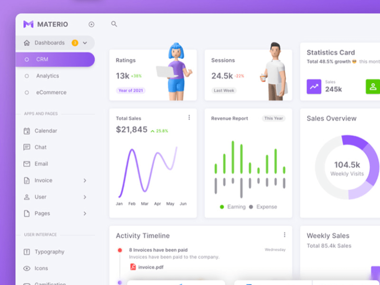 Materio: Free Admin Template [React, Vue, Laravel] - Freebiesbug