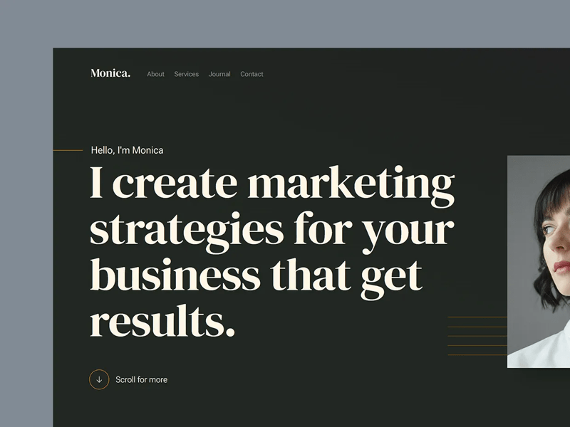 Monica: Personal Website Free Template - Freebiesbug