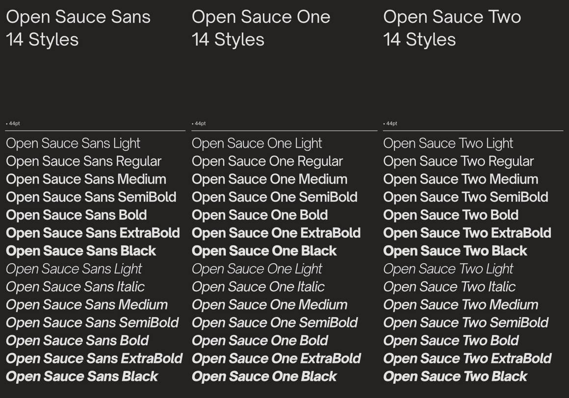 Open Sauce: Free font family in 42 styles - Freebiesbug