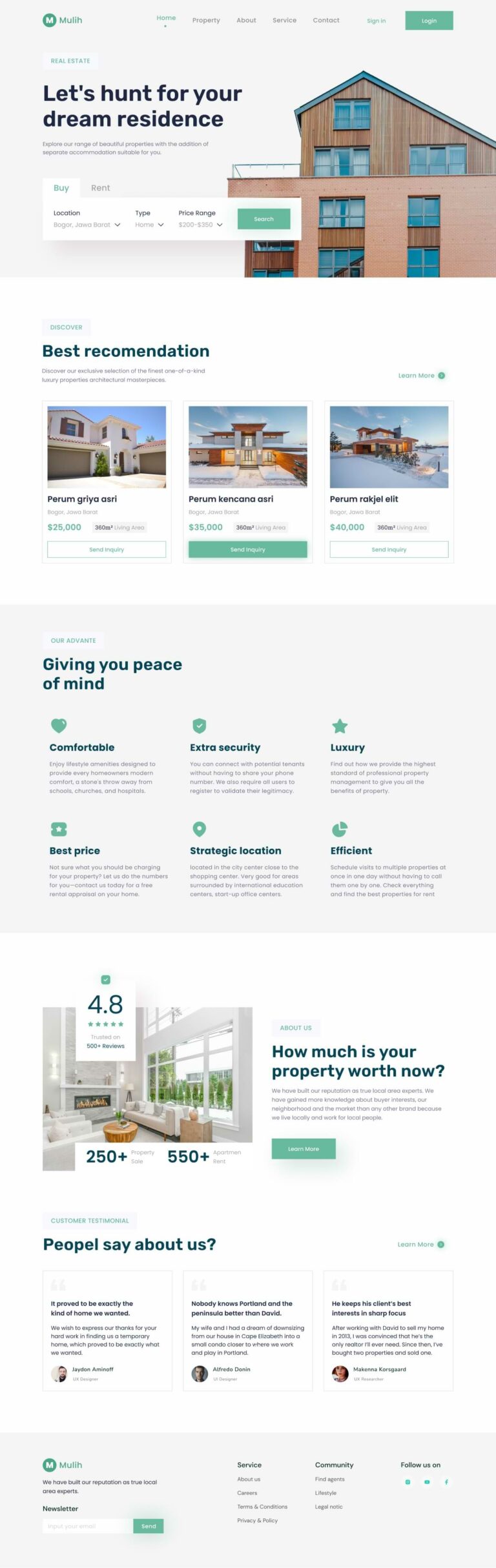 Real Estate Landing Page Template for Figma - Freebiesbug