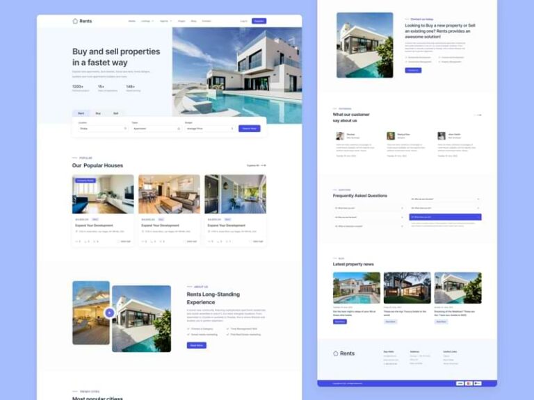 Rents: Buy & Sell Properties Website Template - Freebiesbug