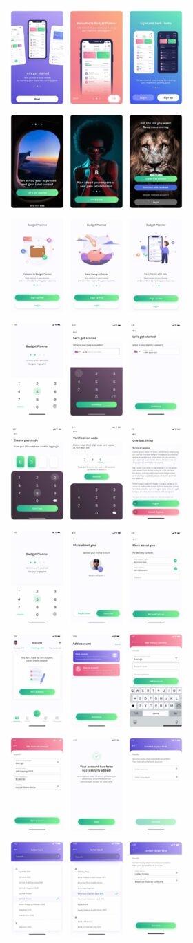 Free Budget Planner UI Kit for mobile apps - Freebiesbug