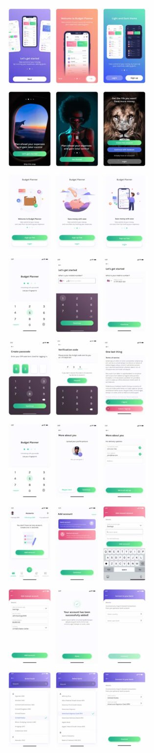 Free Budget Planner UI Kit for mobile apps - Freebiesbug