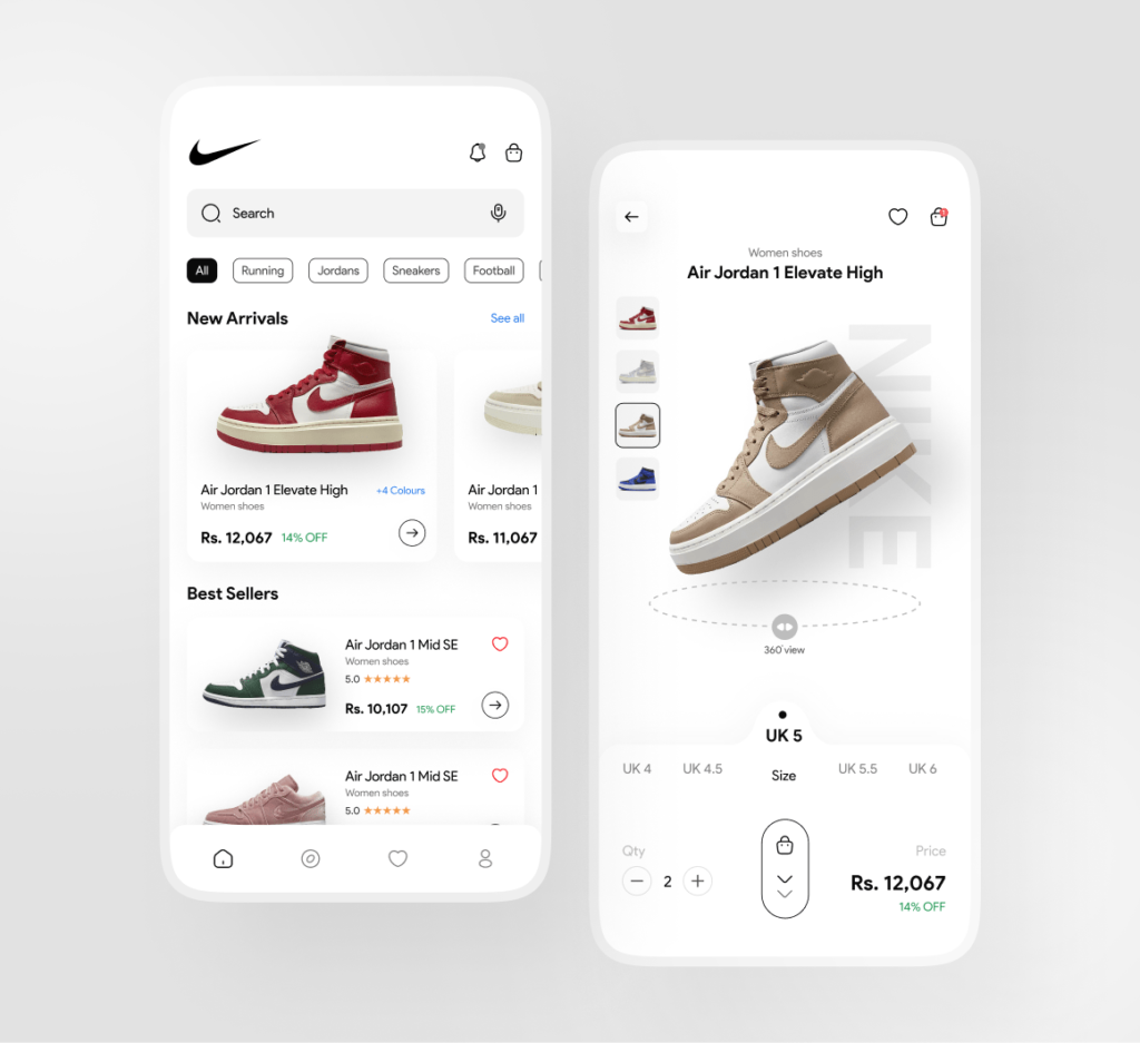 Nike Shoes Store - App Concept - Freebiesbug