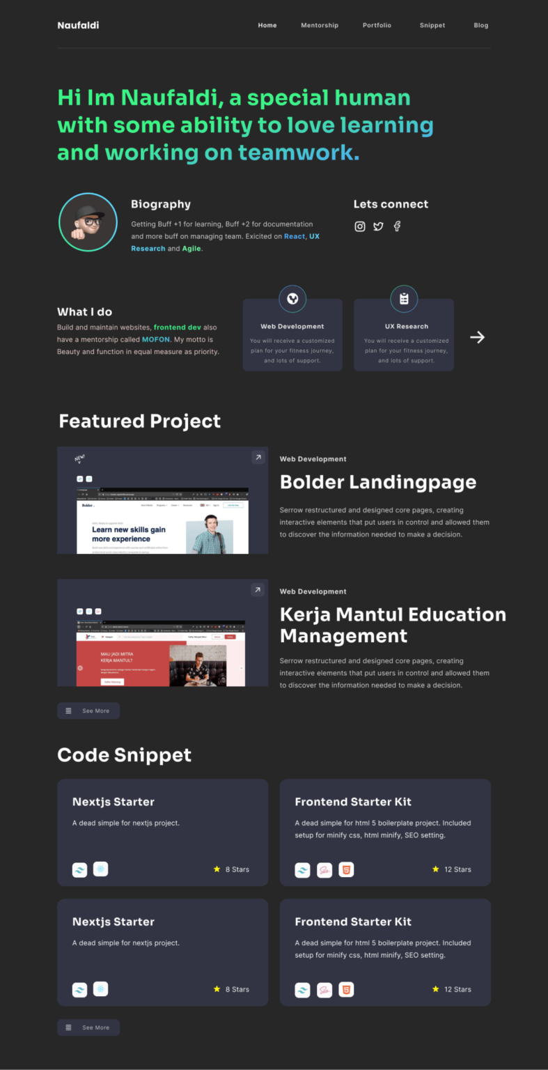 Dark Portfolio Website Template - Design + Code - Freebiesbug