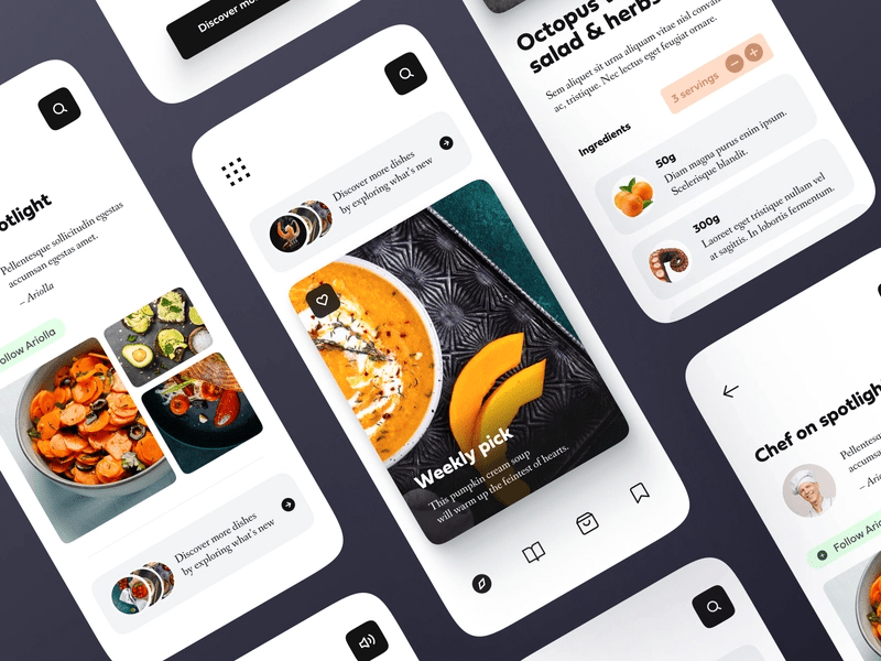 Food Recipe App UI Design Freebiesbug