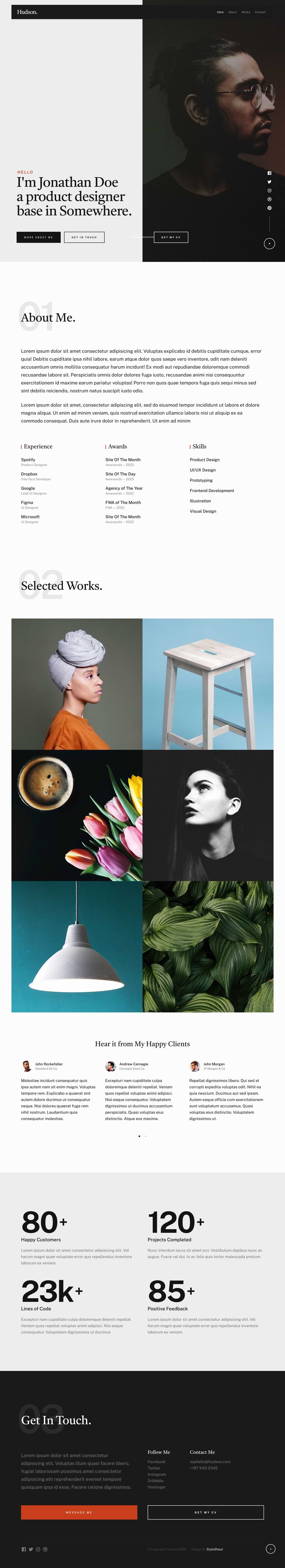 Hudson: Free HTML Portfolio Template - Freebiesbug