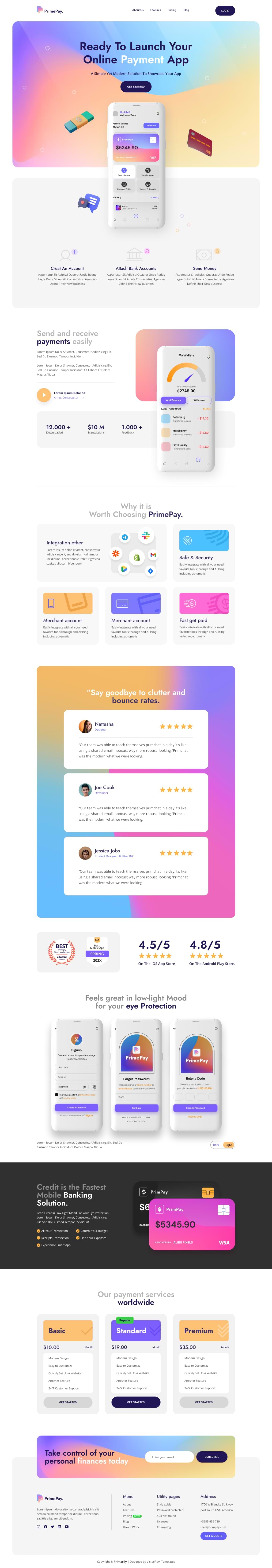PrimePay: Free website template for app presentation - Freebiesbug