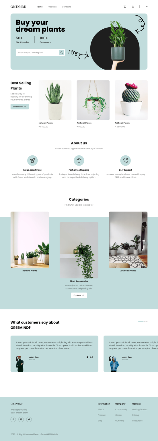 Free Ecommerce Figma Template for Plant Shop - Freebiesbug