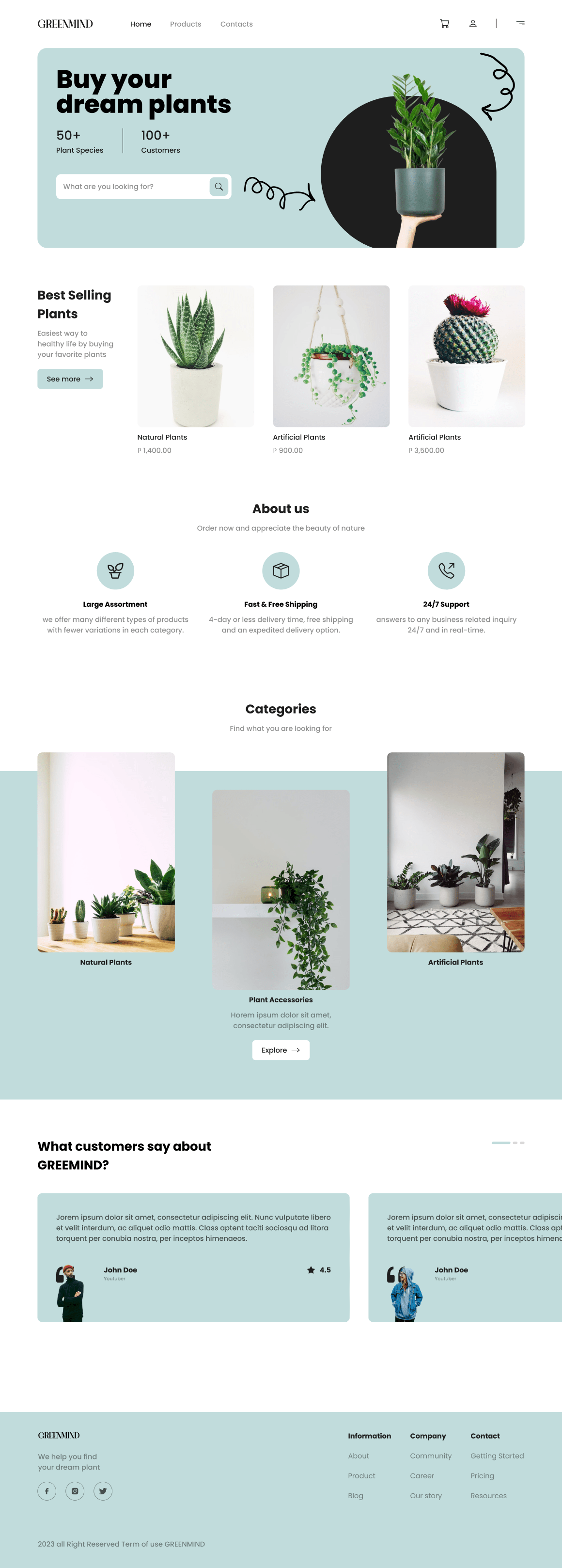Free Ecommerce Figma Template for Plant Shop - Freebiesbug