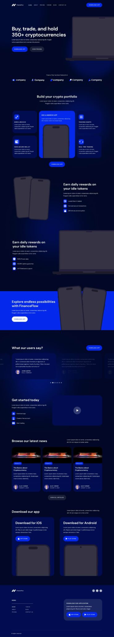 FinanceFlow: Free Figma Template for Finance Websites - Freebiesbug