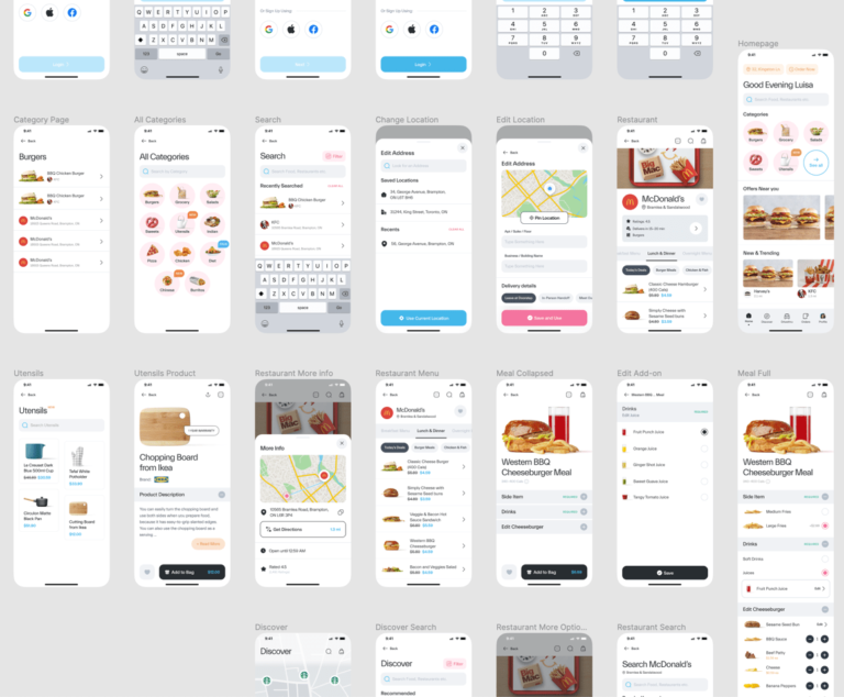Figma UI Kit for Food Delivery App - Freebiesbug