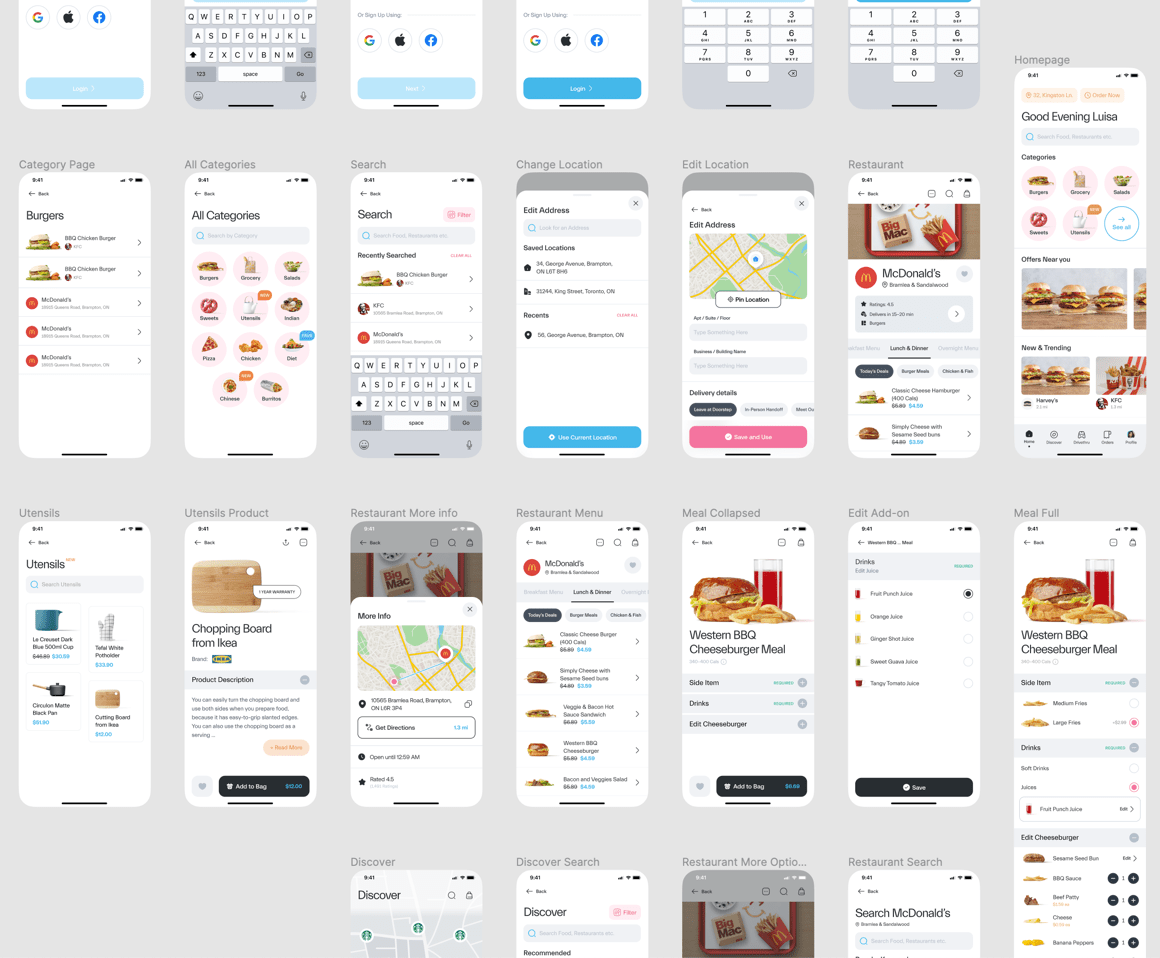 Figma UI Kit for Food Delivery App - Freebiesbug