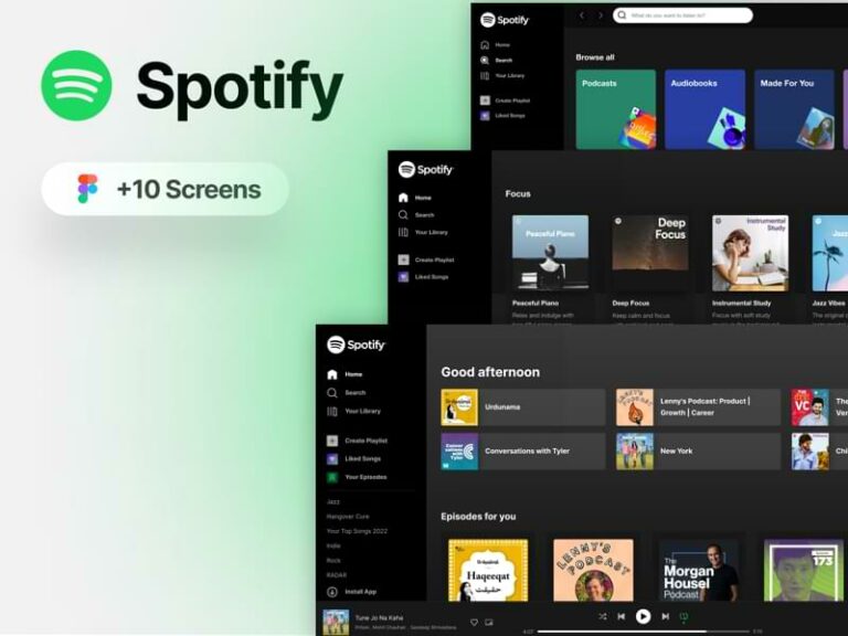 Spotify UI Kit for Figma [2023] - Freebiesbug
