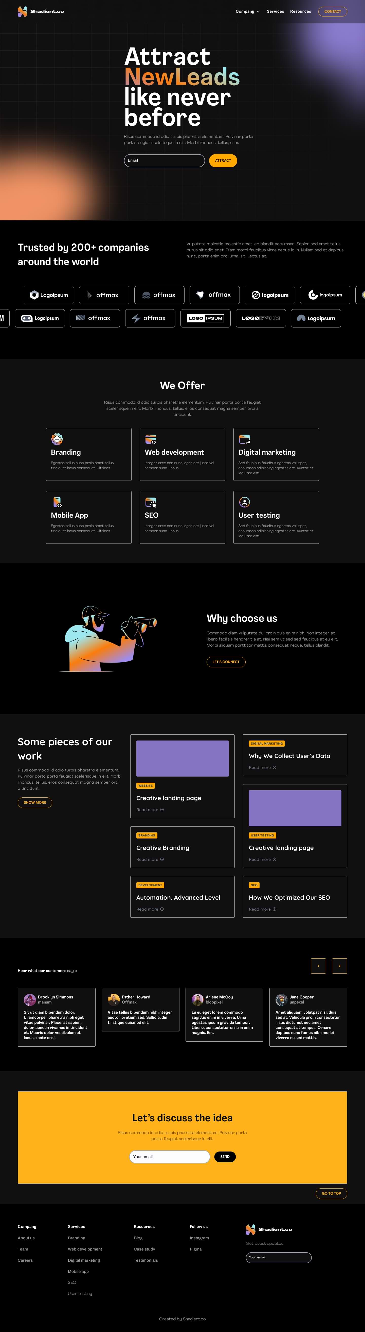 Free Dark Landing Template for Agencies - Freebiesbug