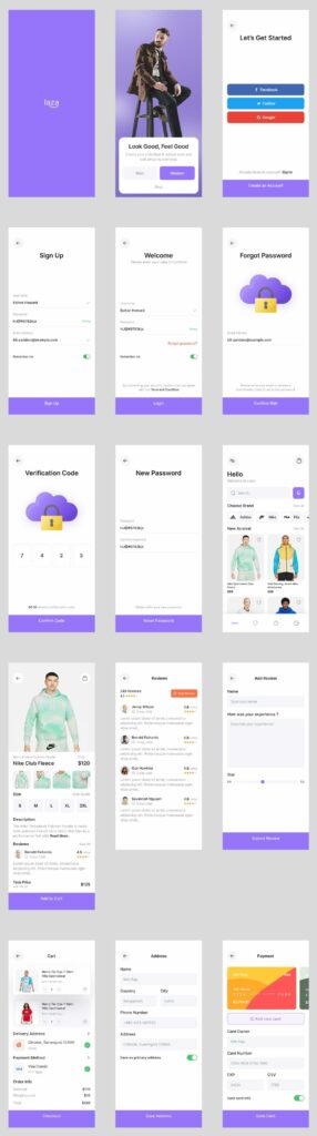 Laza: Free Mobile UI Kit for Ecommerce and Stores - Freebiesbug