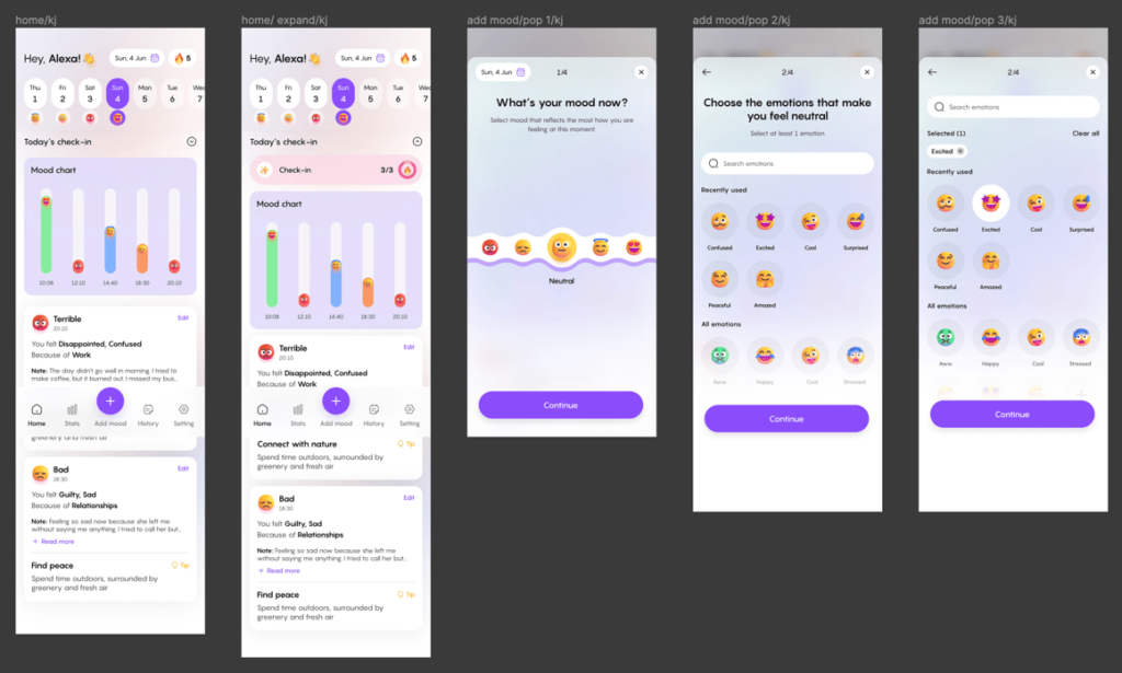 Free UI Kit for a Mood Tracking App - Freebiesbug