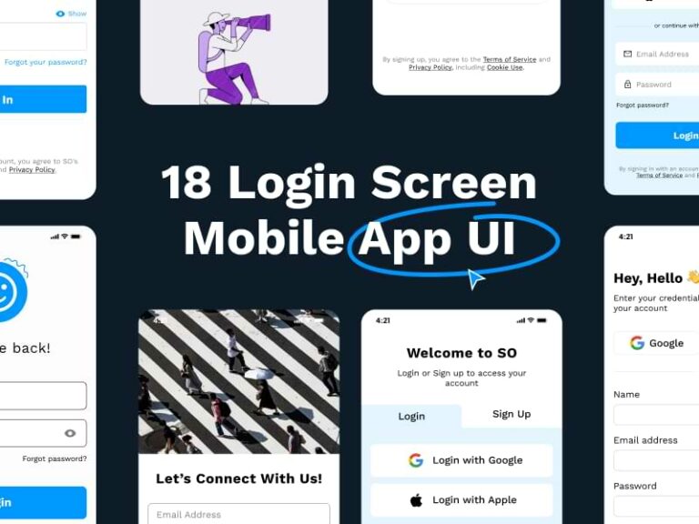 18 Free Login Screens for Mobile Apps - Freebiesbug