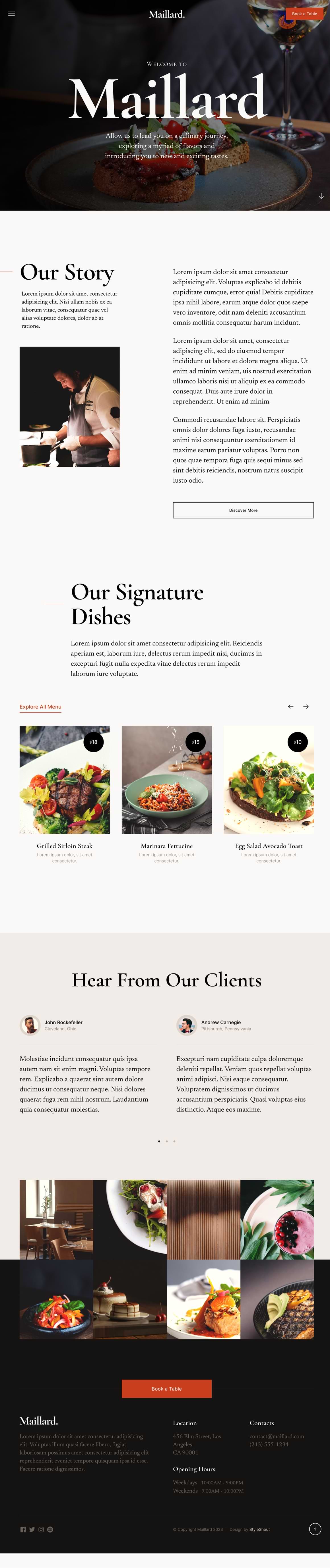 Maillard: A Free HTML Template for Restaurants - Freebiesbug