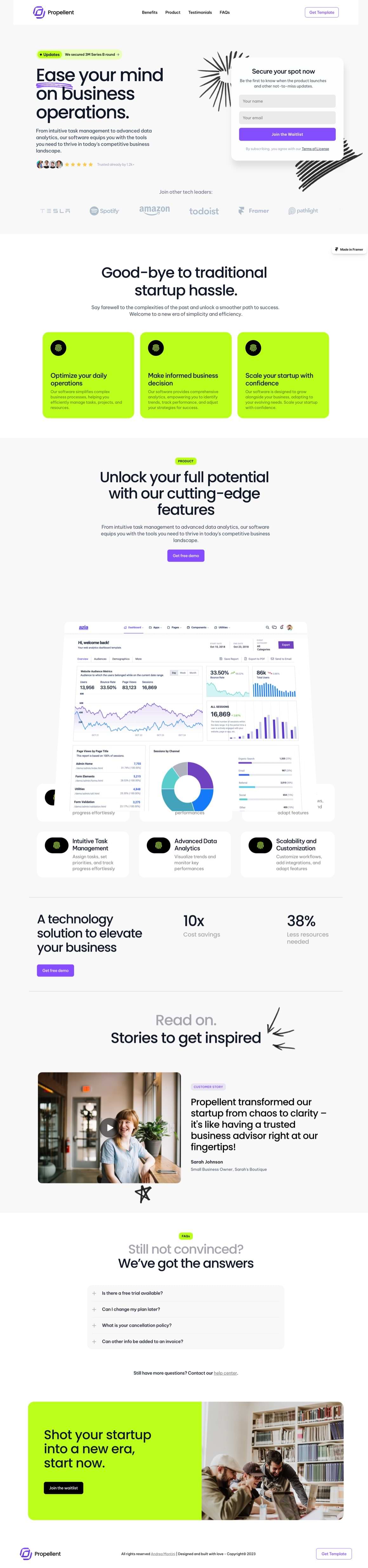Free One-Page Framer Template Propellent - pixey.de - die tägliche ...