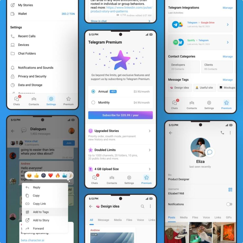 Free Telegram UI Kit - Android App - Freebiesbug