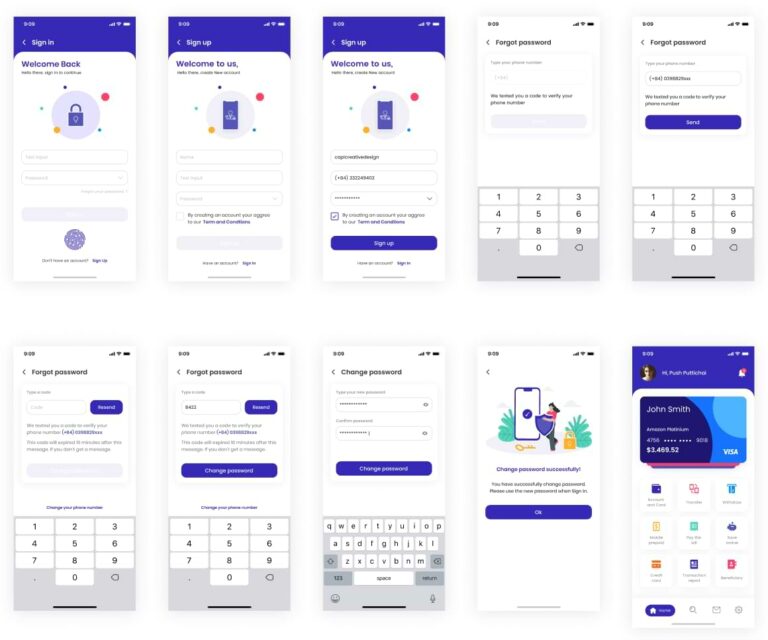 Finance Mobile App - Free UI Kit - Freebiesbug