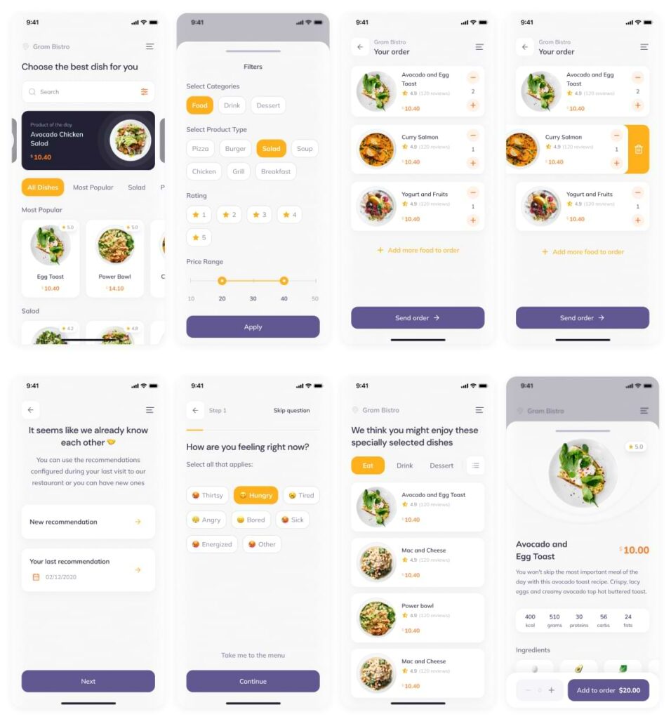 Food App Figma Design + UI Kit - Freebiesbug