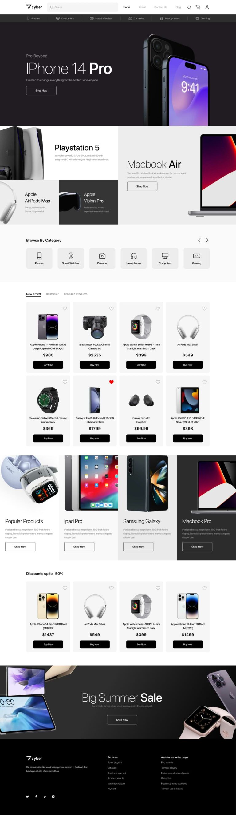 Free Tech Store Template for Figma - Freebiesbug