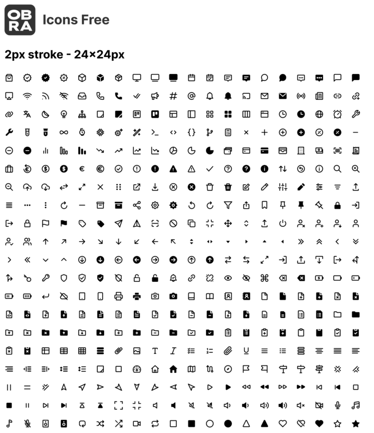 Obra: 400 Free Vector Icons for UI Design - Freebiesbug
