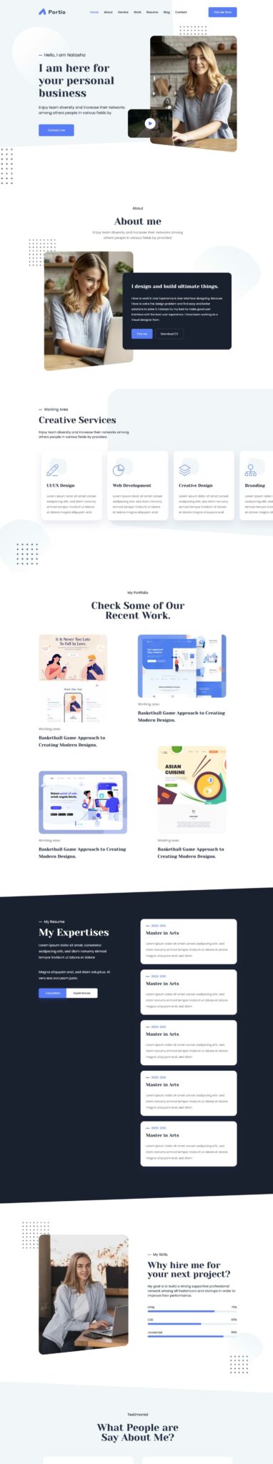 Portio: A Free HTML Portfolio Template - Freebiesbug