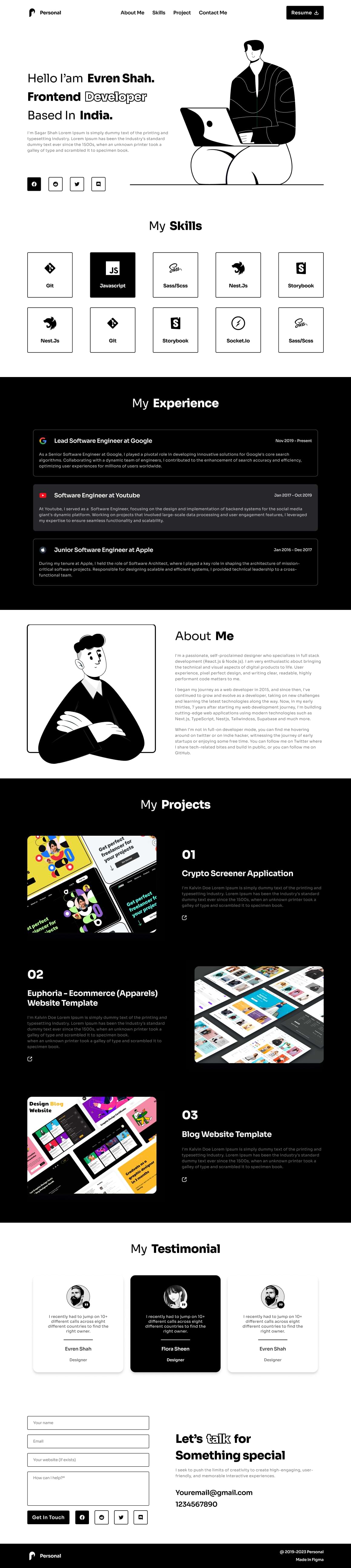 Free Figma Portfolio with Notion-style Illustrations - Freebiesbug