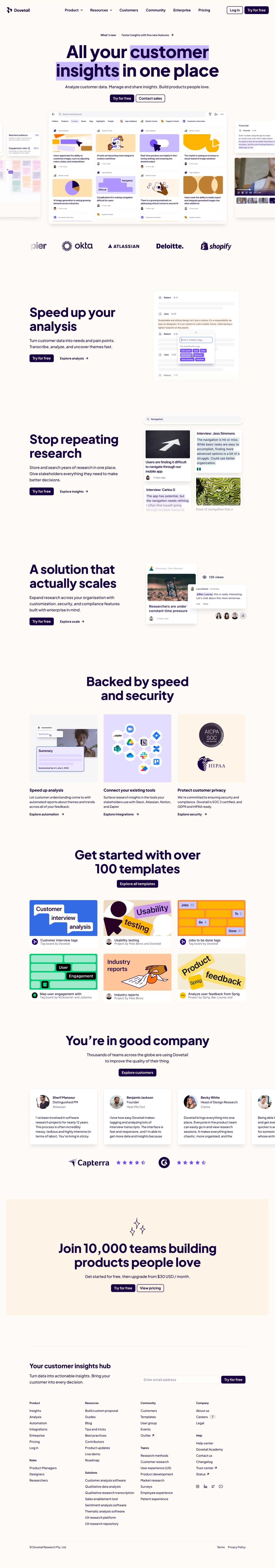 Dovetail: Free Landing Page Design Template - Freebiesbug