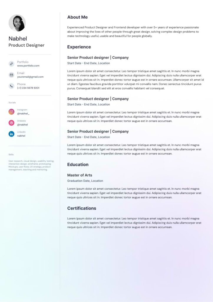 Figma Resume Template for Product Designers - Freebiesbug