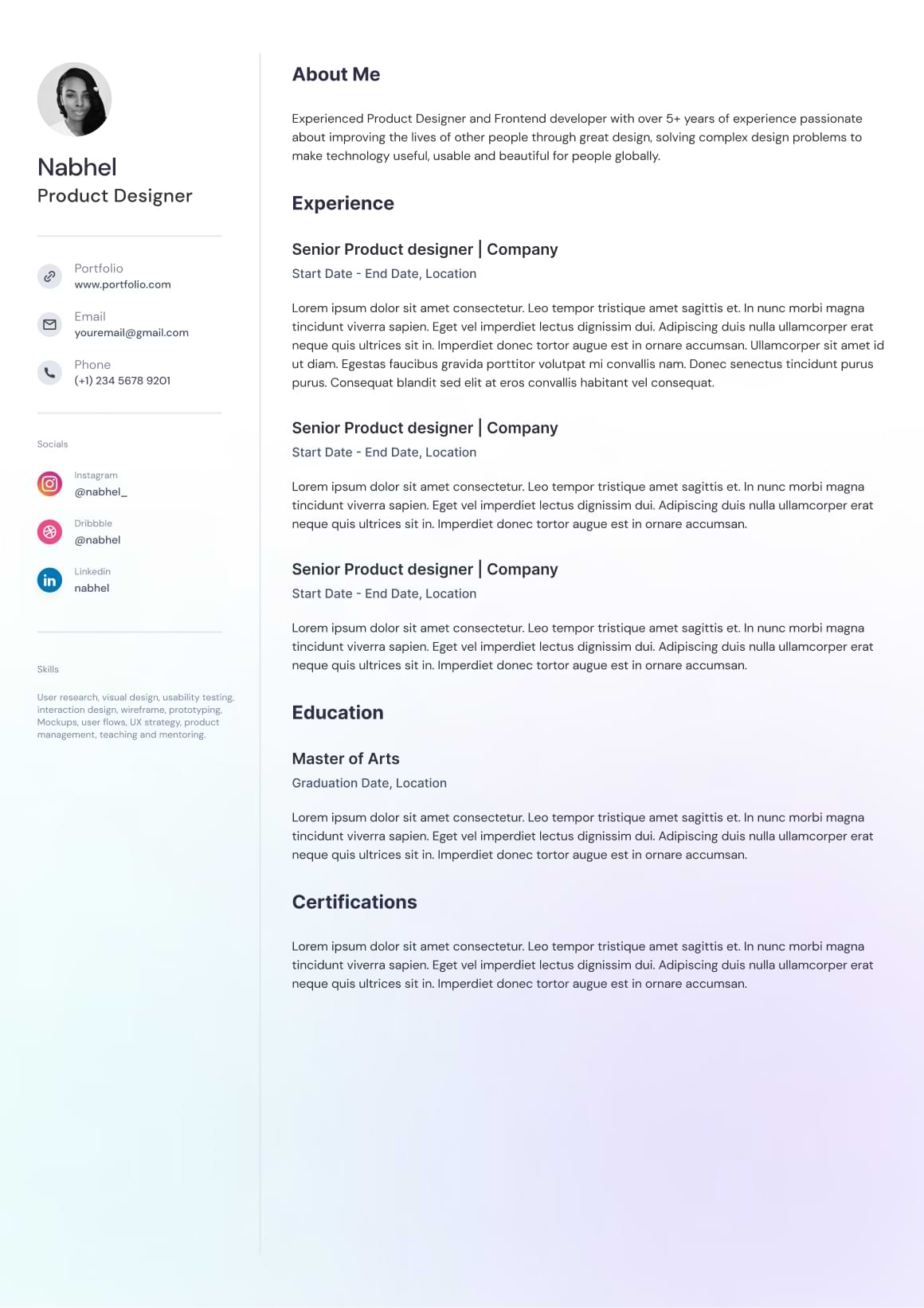 Figma Resume Template for Product Designers - Freebiesbug